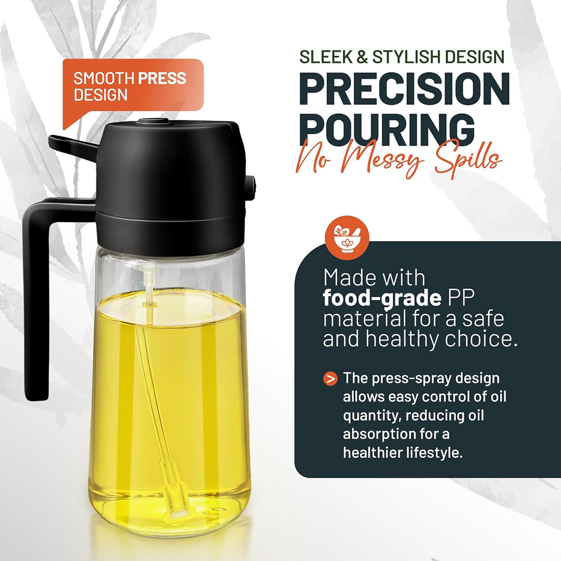 Portentum Oil Dispenser: Precise Quantity Control, Spray & Pour Modes ...